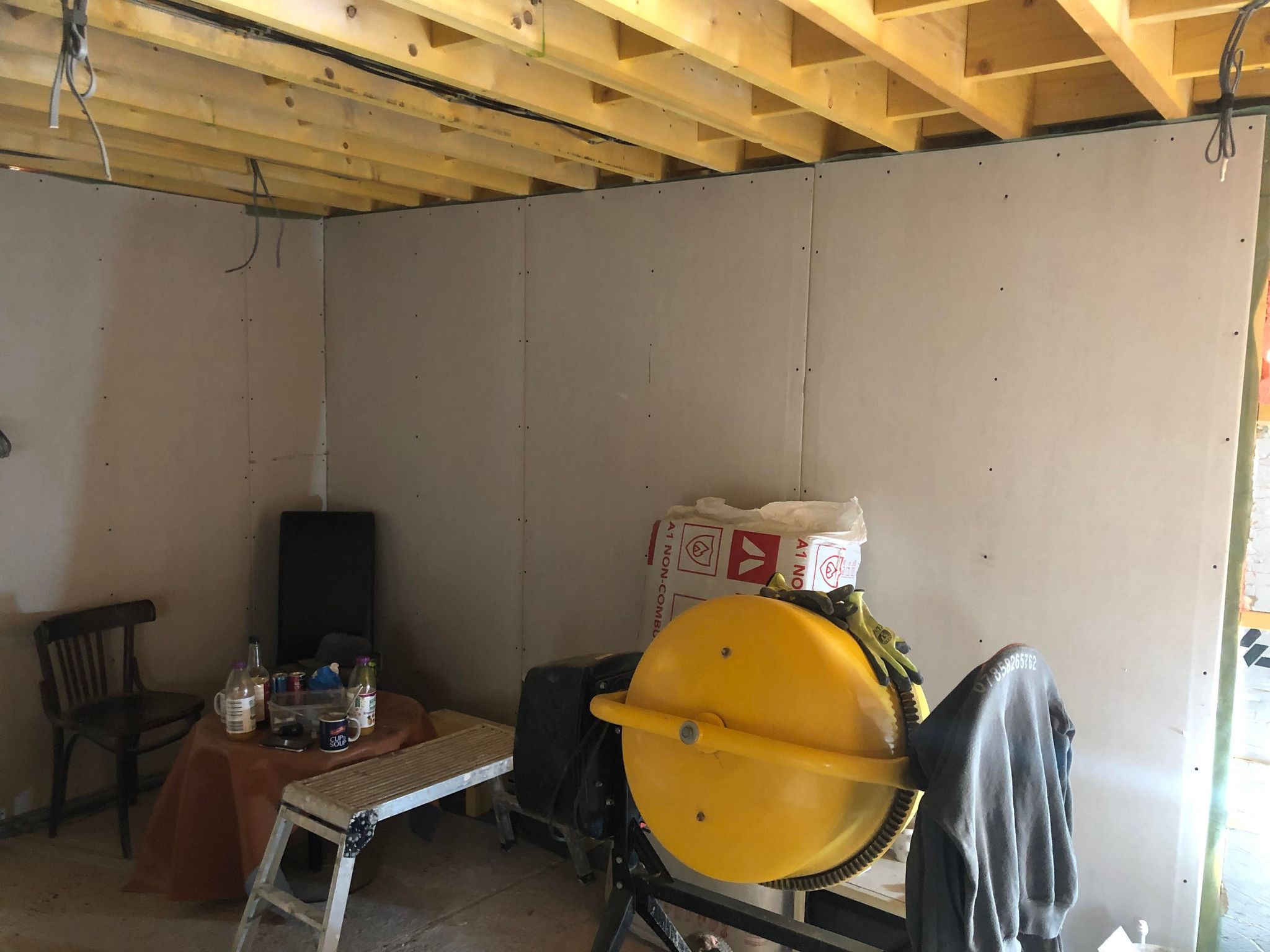 Large project- update- white gypsum boards in progress - Cezar Renovations