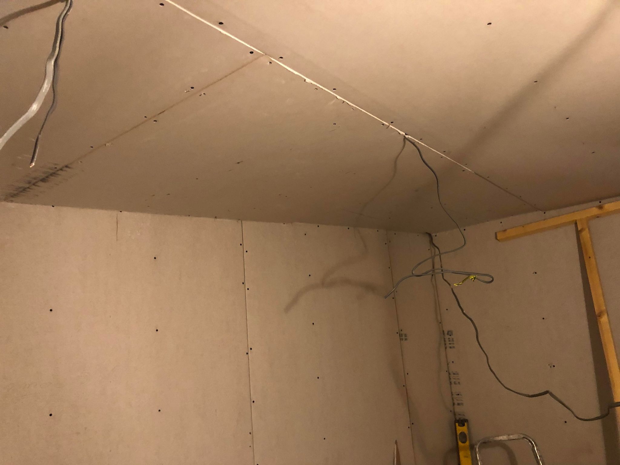 Large project- update- white gypsum boards in progress - Cezar Renovations